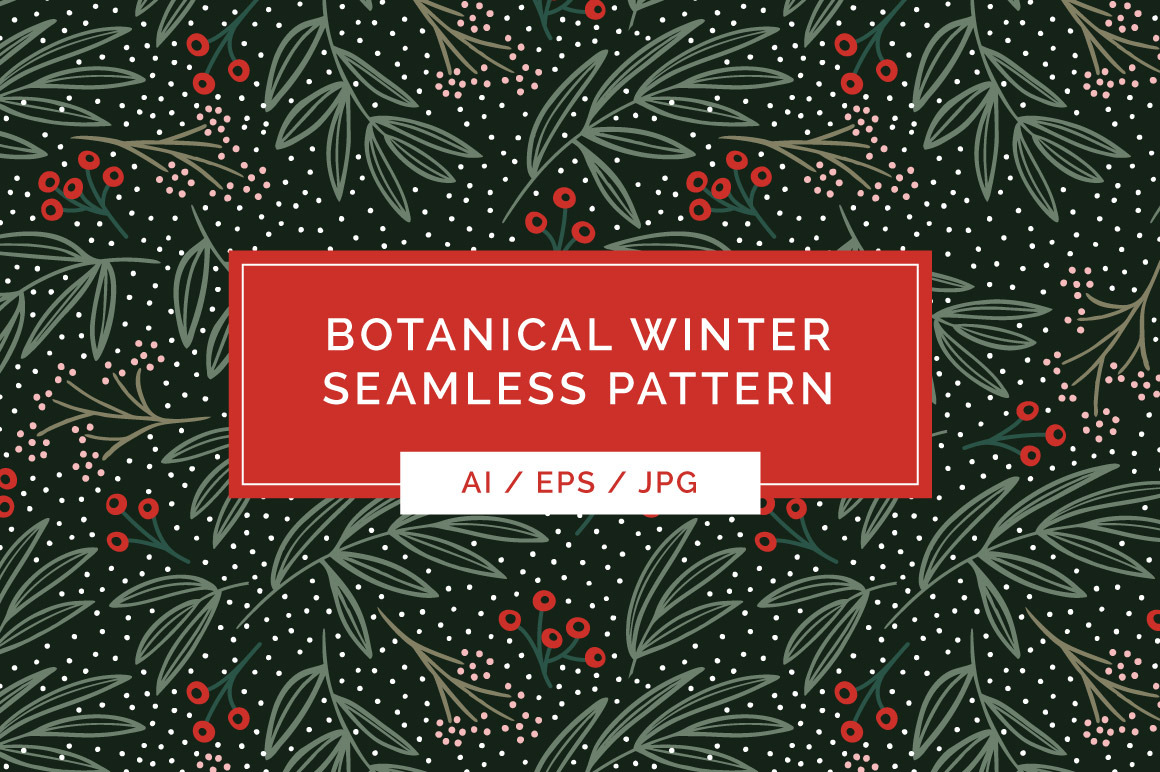 Botanical Christmas Background, a Pattern Graphic by k.becca | Creative ...