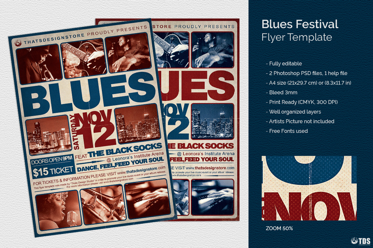 Blues Festival Flyer Template V2, a Flyer Template by ThatsDesign Art