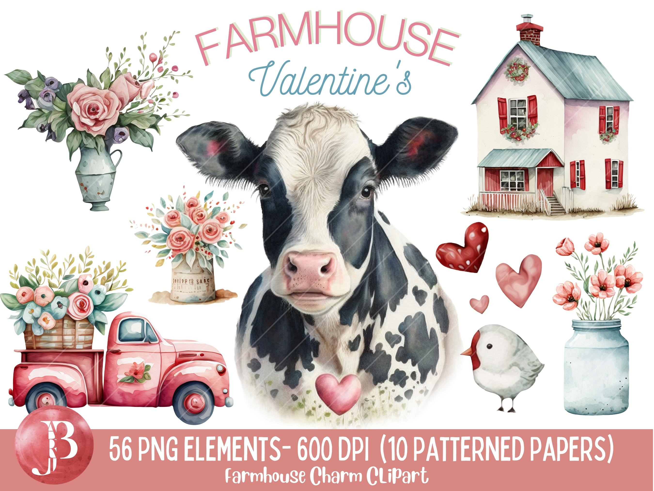 Farmhouse Valentine Clipart, a Graphic by JBArt Clipart