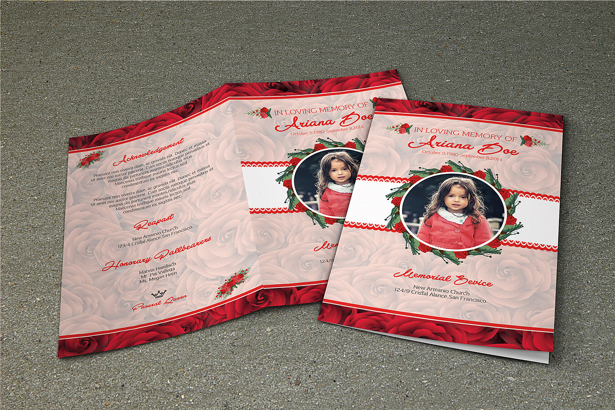 Child Funeral Program Template-V443, a Brochure Template by Template Shop