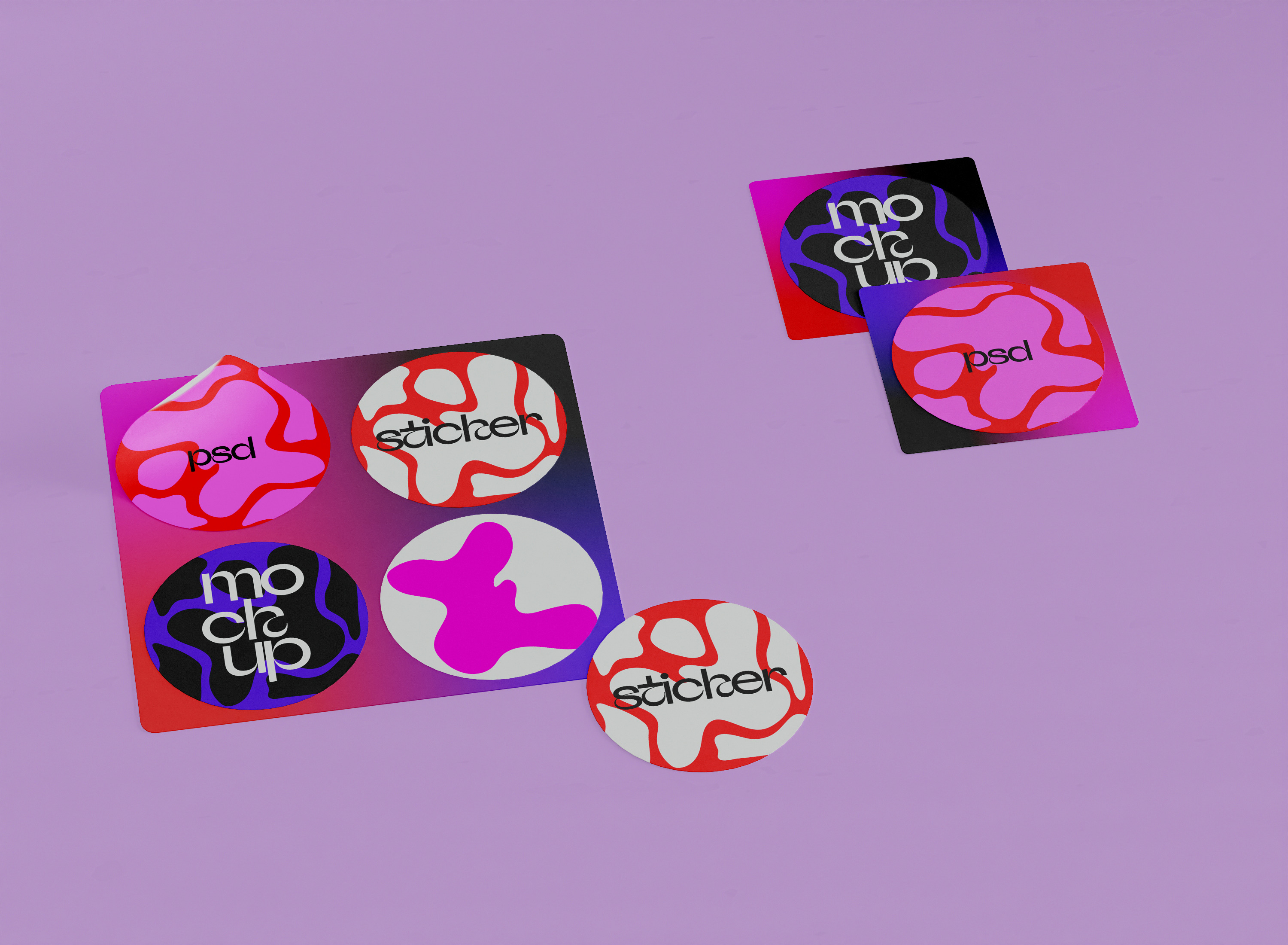 Custom Shape Sticker Mockup, a Packaging Mockup by Mego-studio