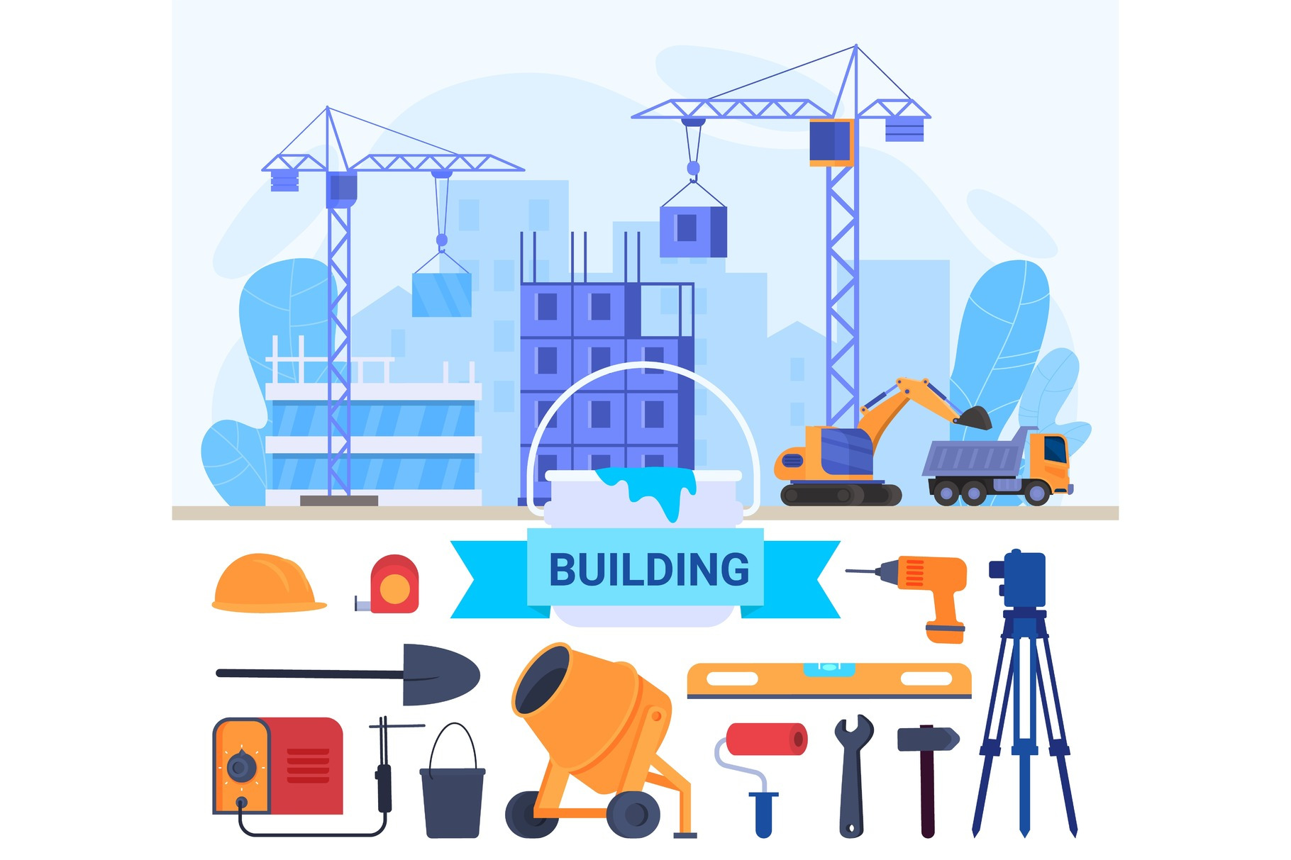 House building construction, repair | Illustrations ~ Creative Market