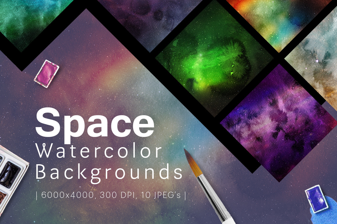 Space Watercolor Backgrounds, a Texture Graphic by Freezerondigital