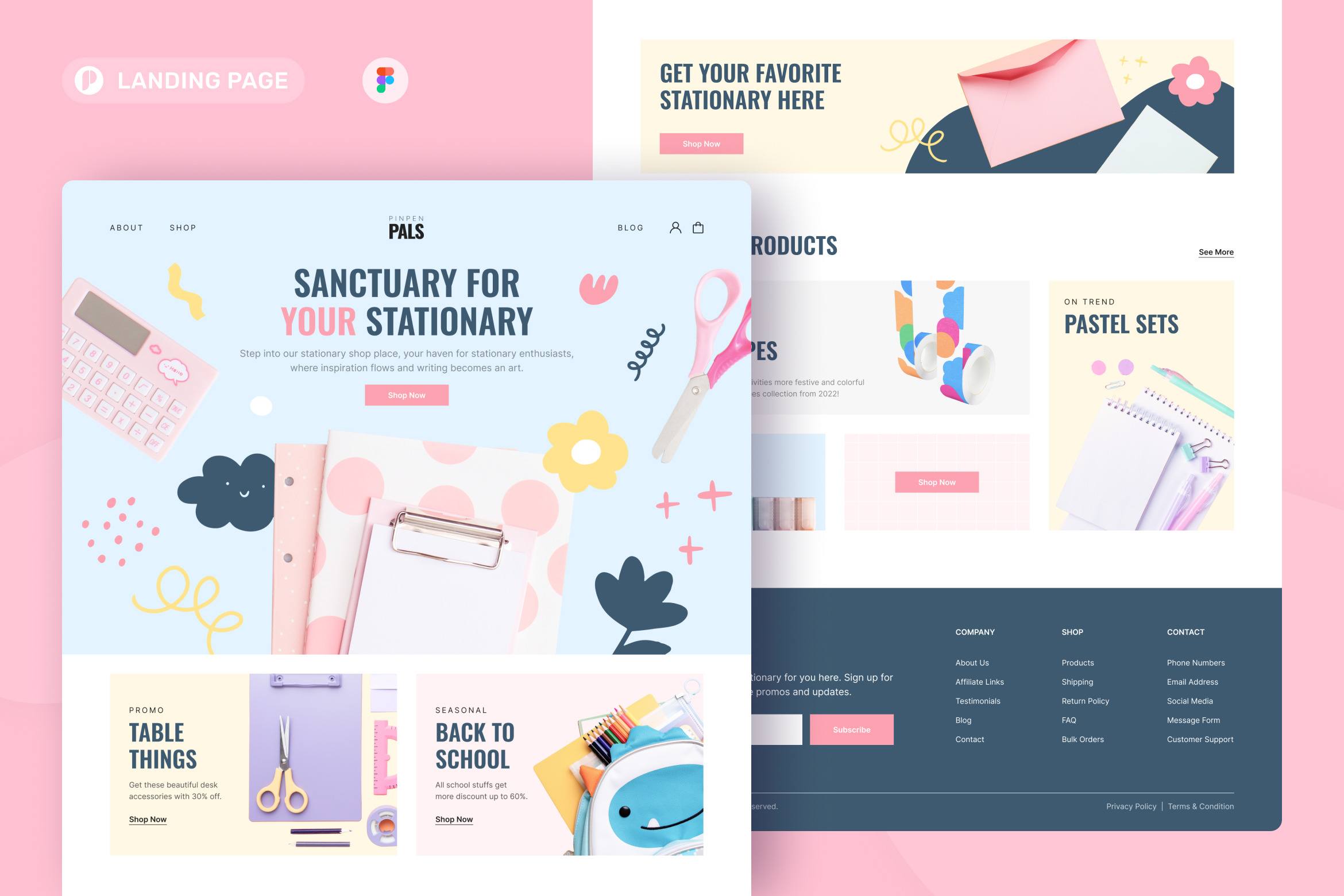 Stationary Store Landing Page, an UI Kit Template by peterdraw