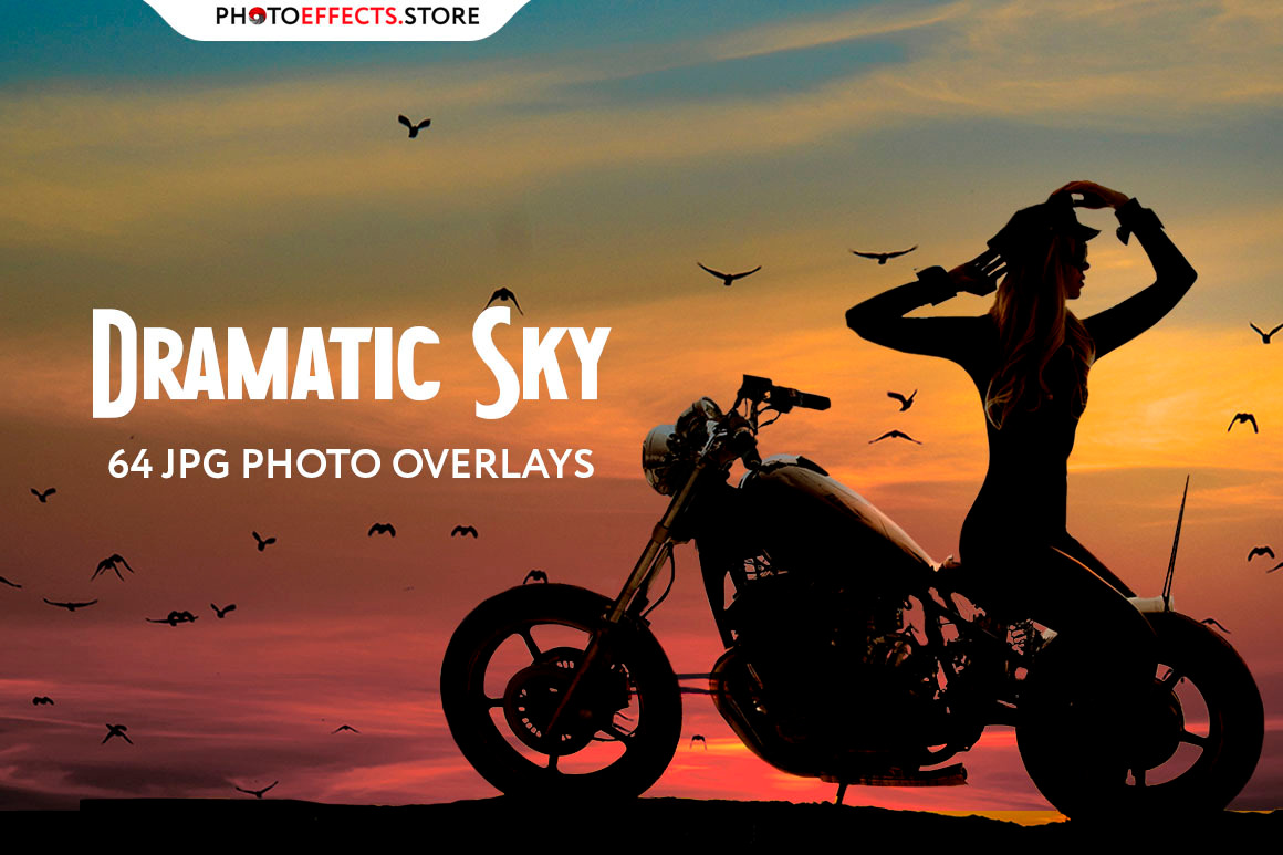 64 Dramatic Sky Overlays, a Layer Style Add-On by PhotoEffects.Store