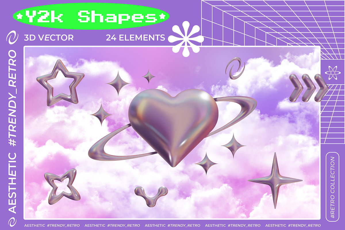 Y2k 3D Shapes Collection, an Object Graphic by AnnArt