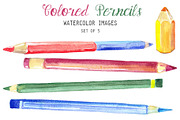 Watercolor Colored Pencils Clipart, an Illustration by YesFoxy