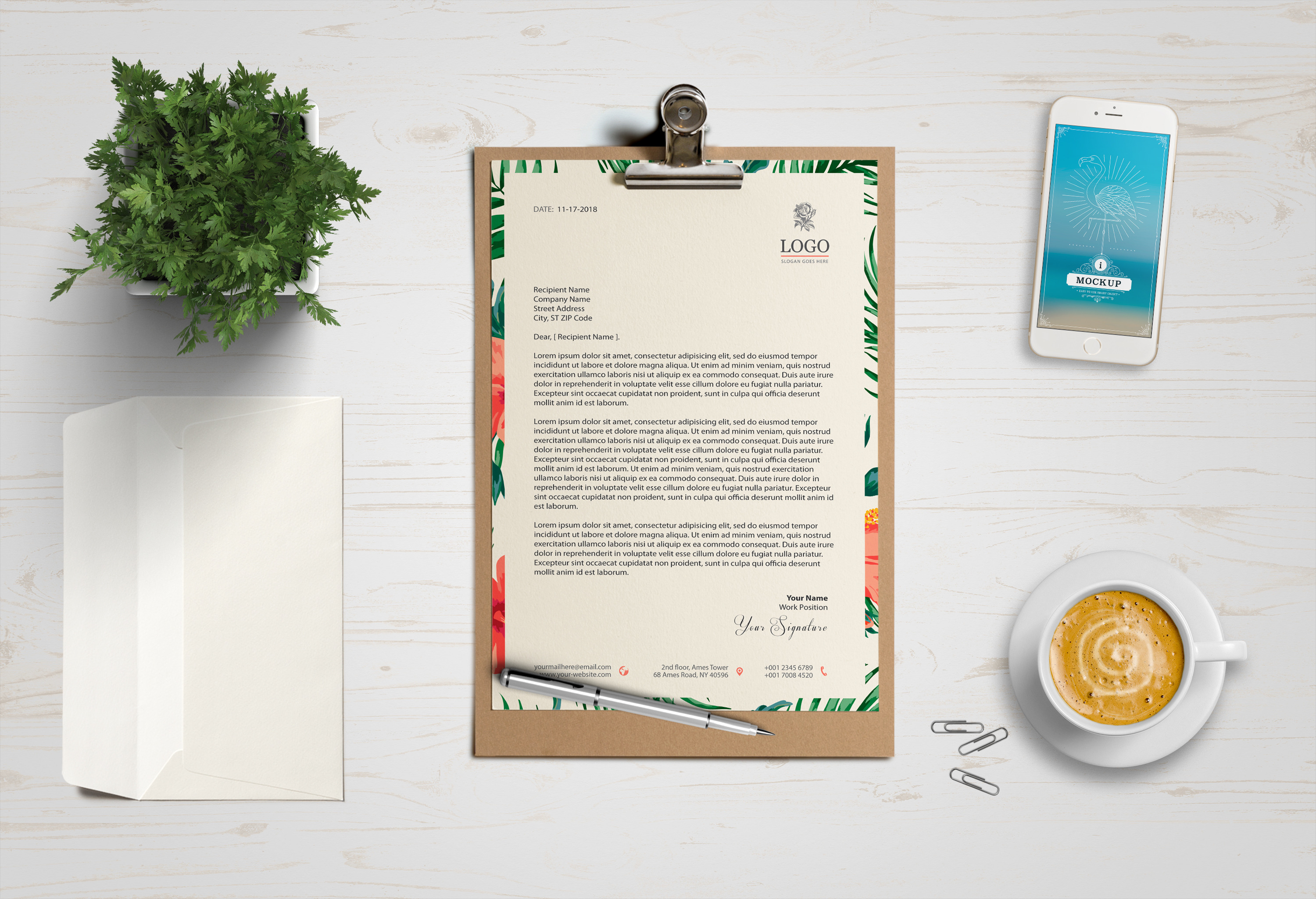 A4 One Page Mockup, a Mockup by Textures & Backgrounds
