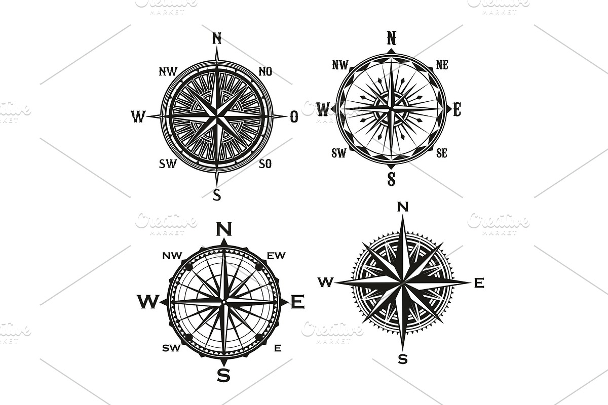 Rose arrows, vector compass, an Illustration by Vector Tradition