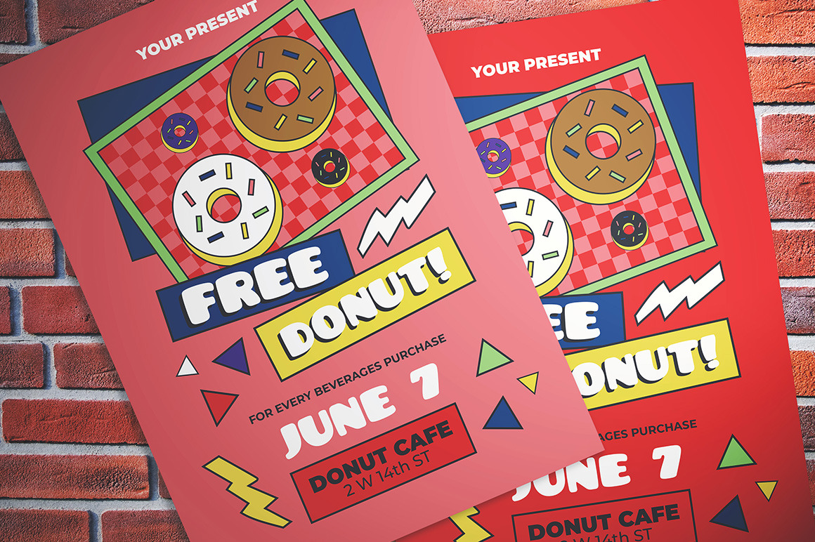 Free Donut Flyer, a Flyer Template by Gumico Studio. | Creative Market
