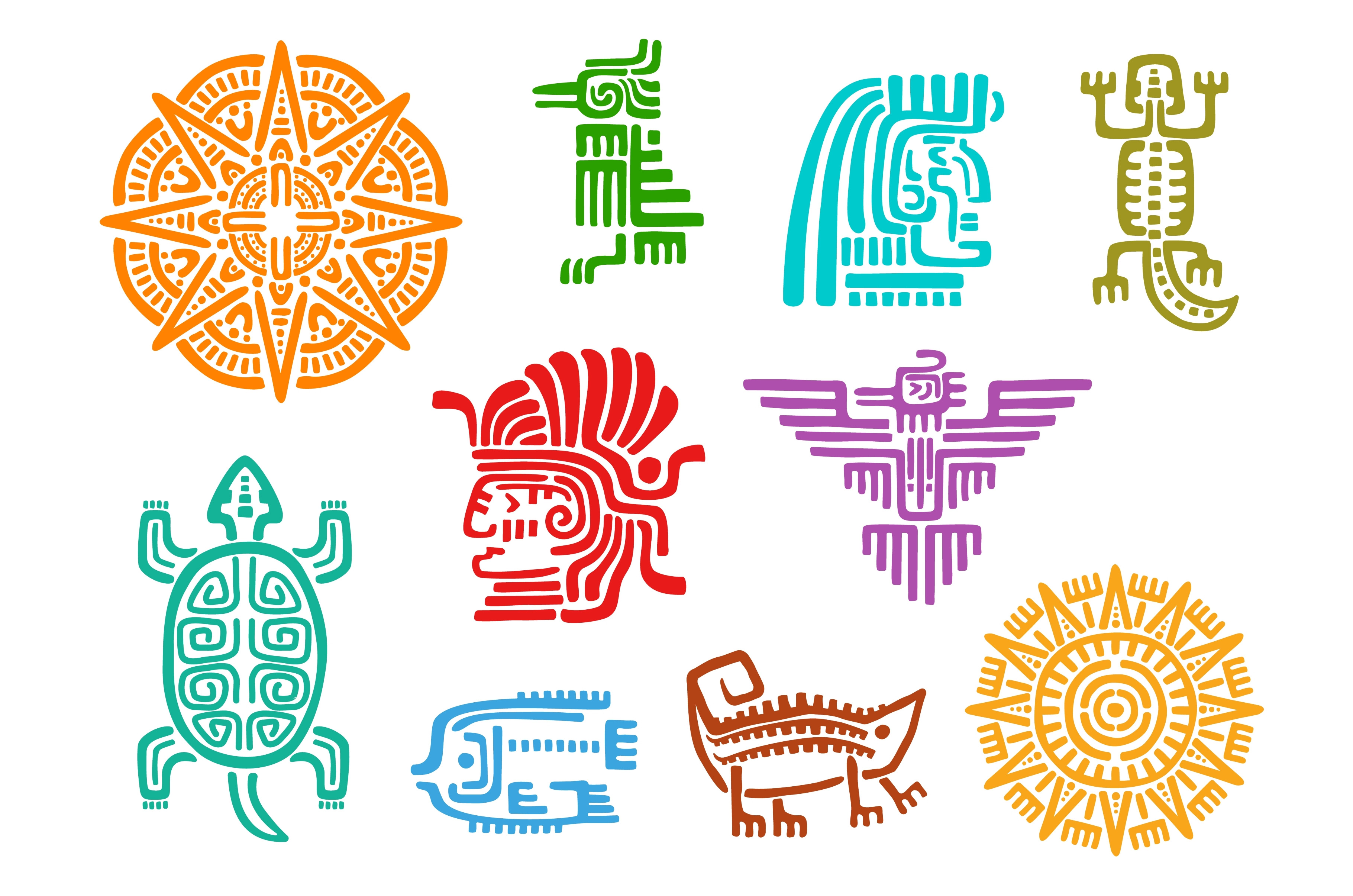 Mayan aztec totems, animals, an Animal Illustration by Vector Tradition
