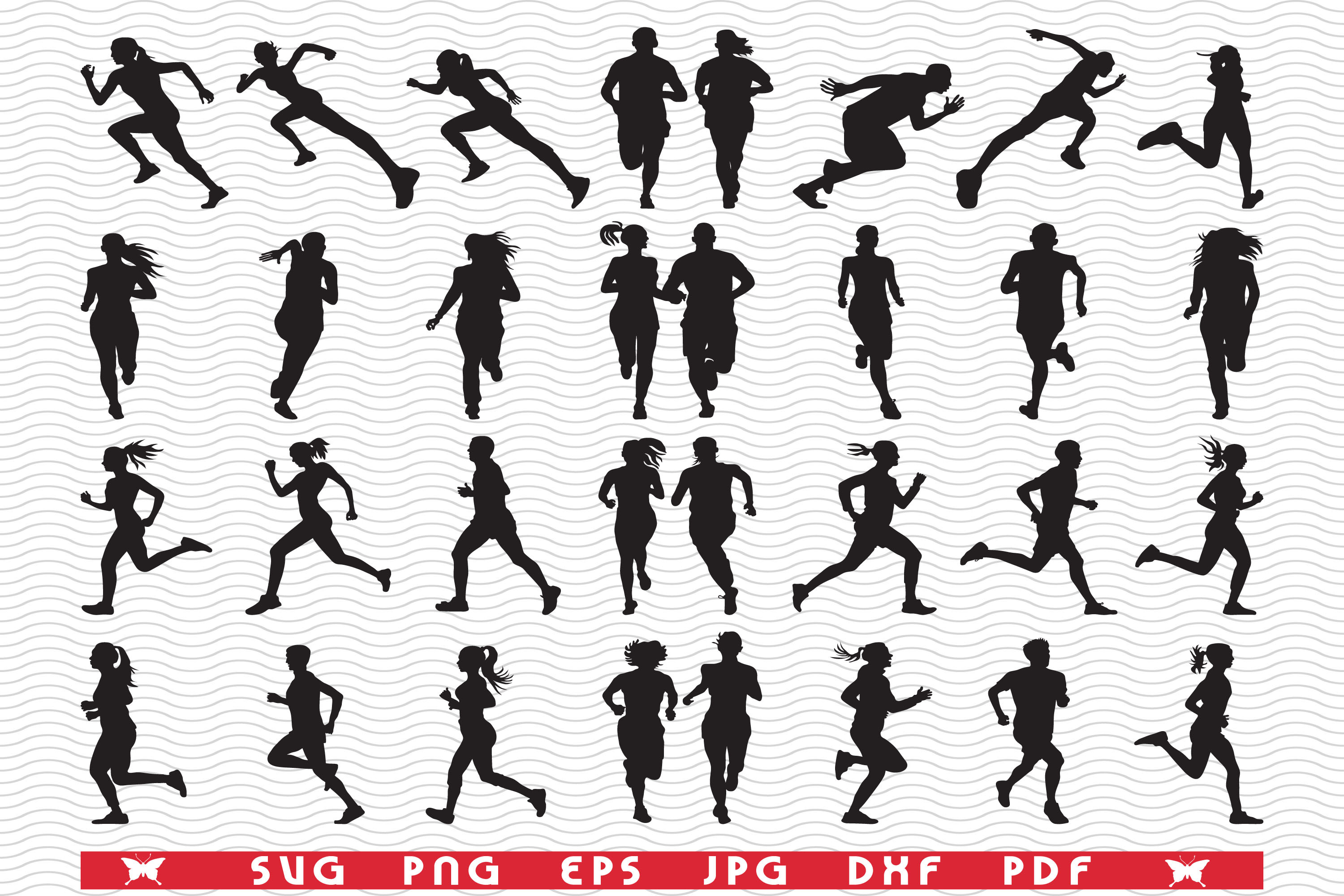 SVG Runners, Black Silhouettes, an Outline Icon by DesignStudioRM