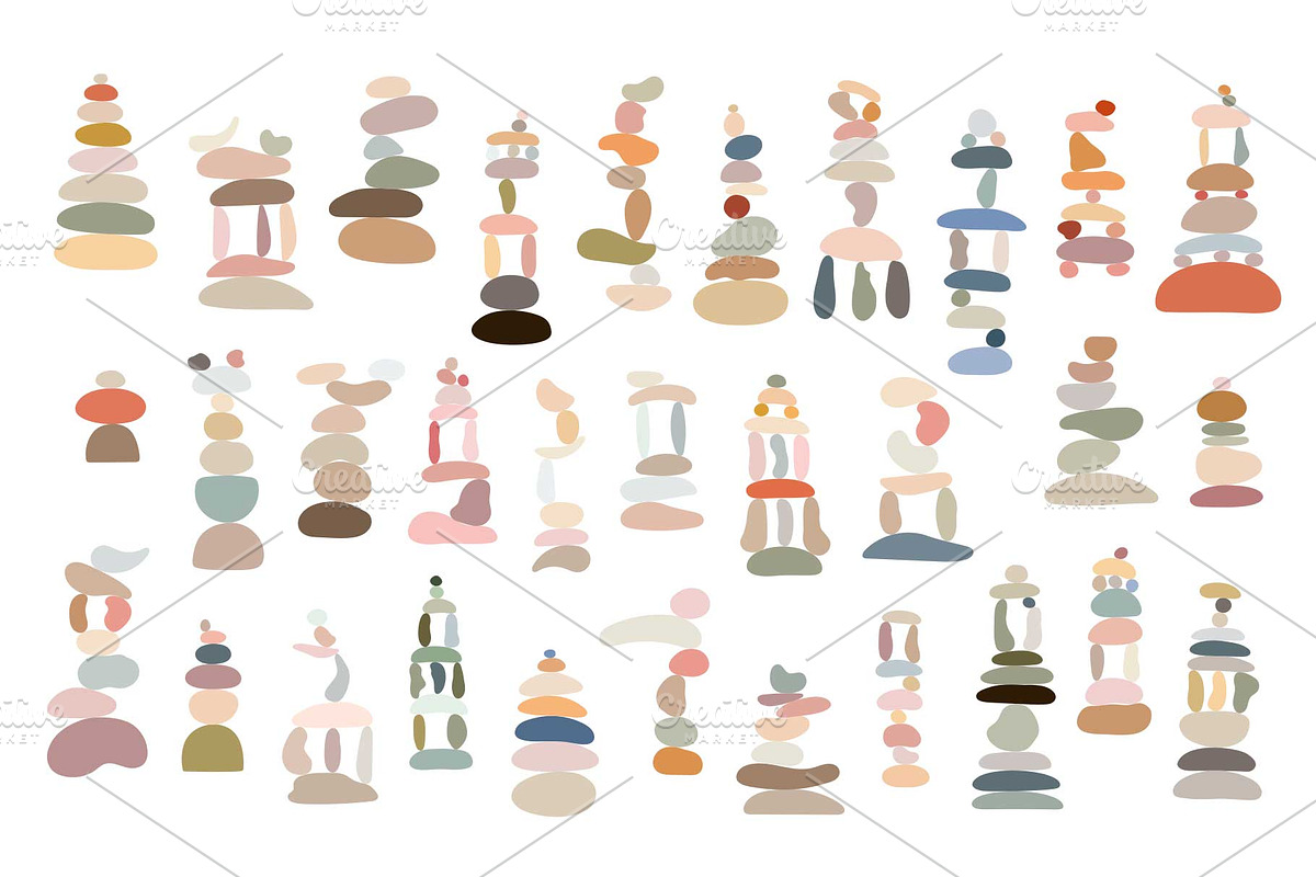 Zen Stones cairns vector clipart, a Decorative Illustration by Contes ...