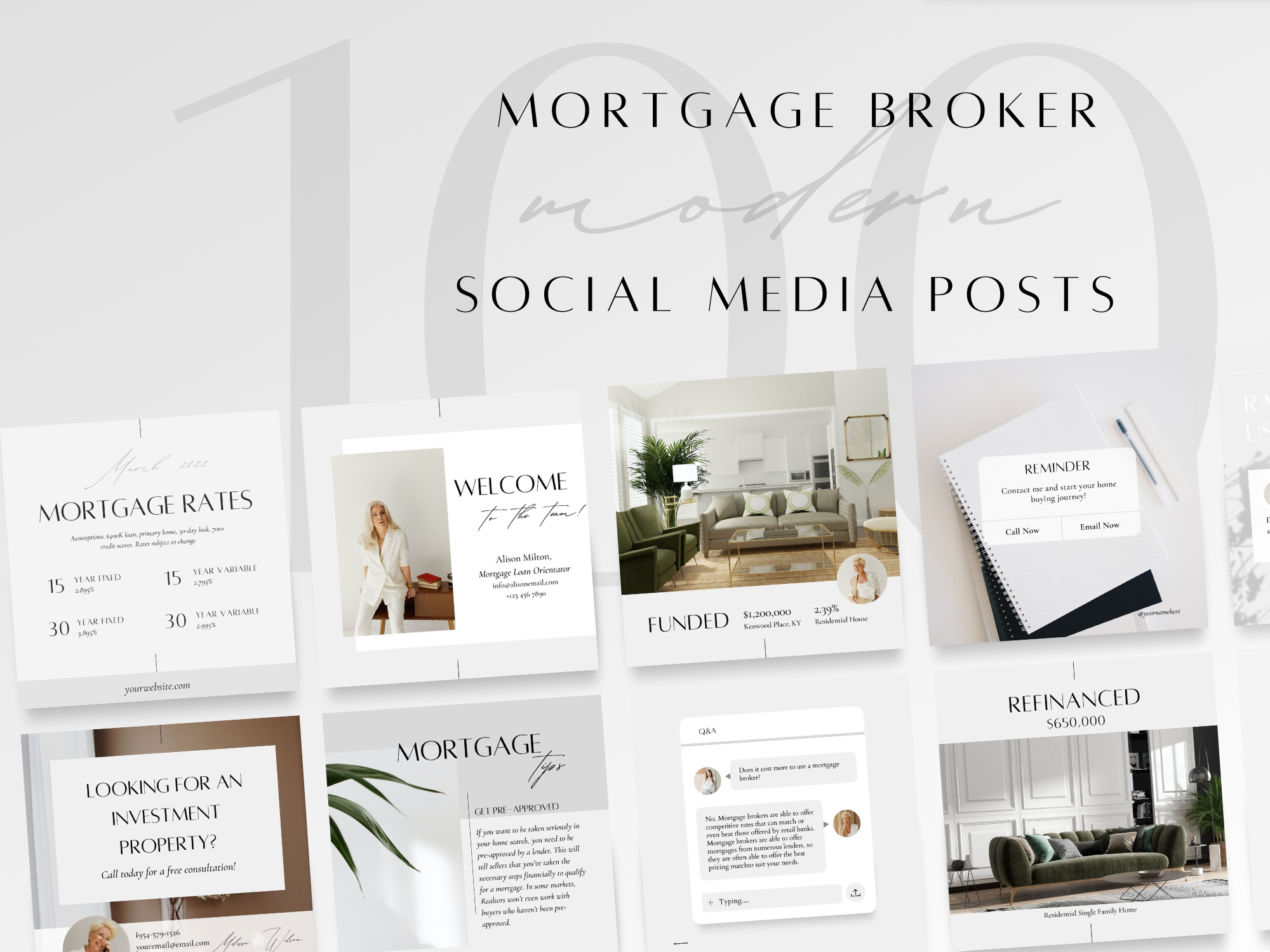 100 Mortgage Broker Social M Posts, a Social Media Template by ZoaniDesign