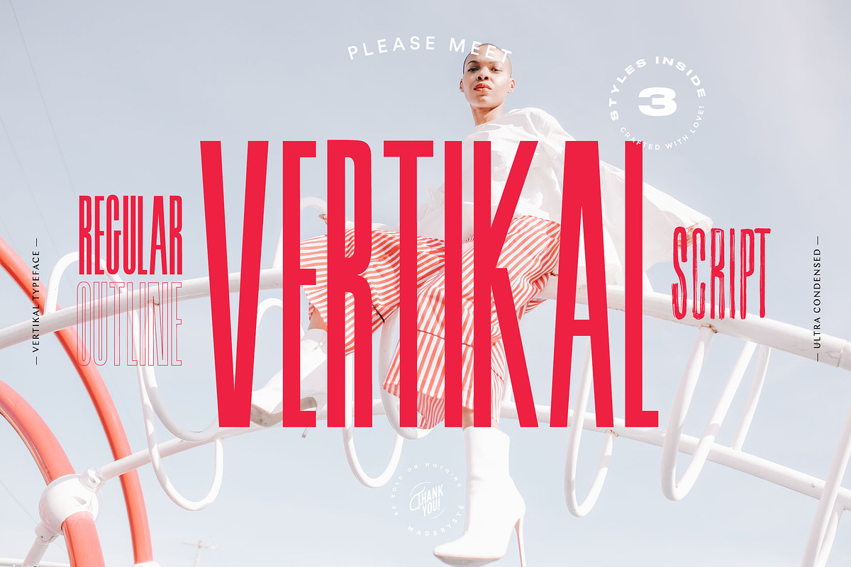 VERTIKAL — 3 CONDENSED FONTS, a Sans Serif Font by Madebysté.