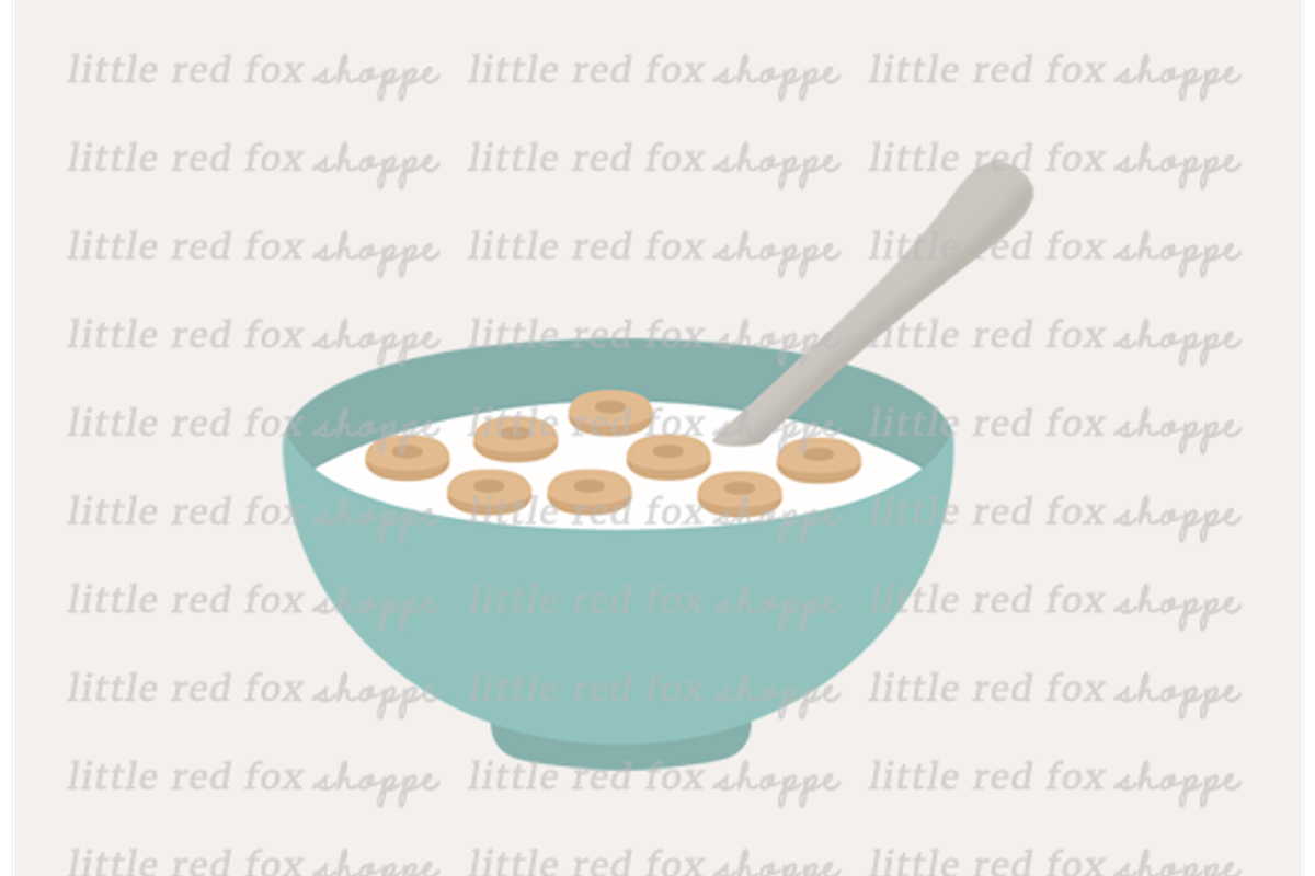 Cereal Bowl Clipart, a Food Illustration by Little Red Fox Shoppe
