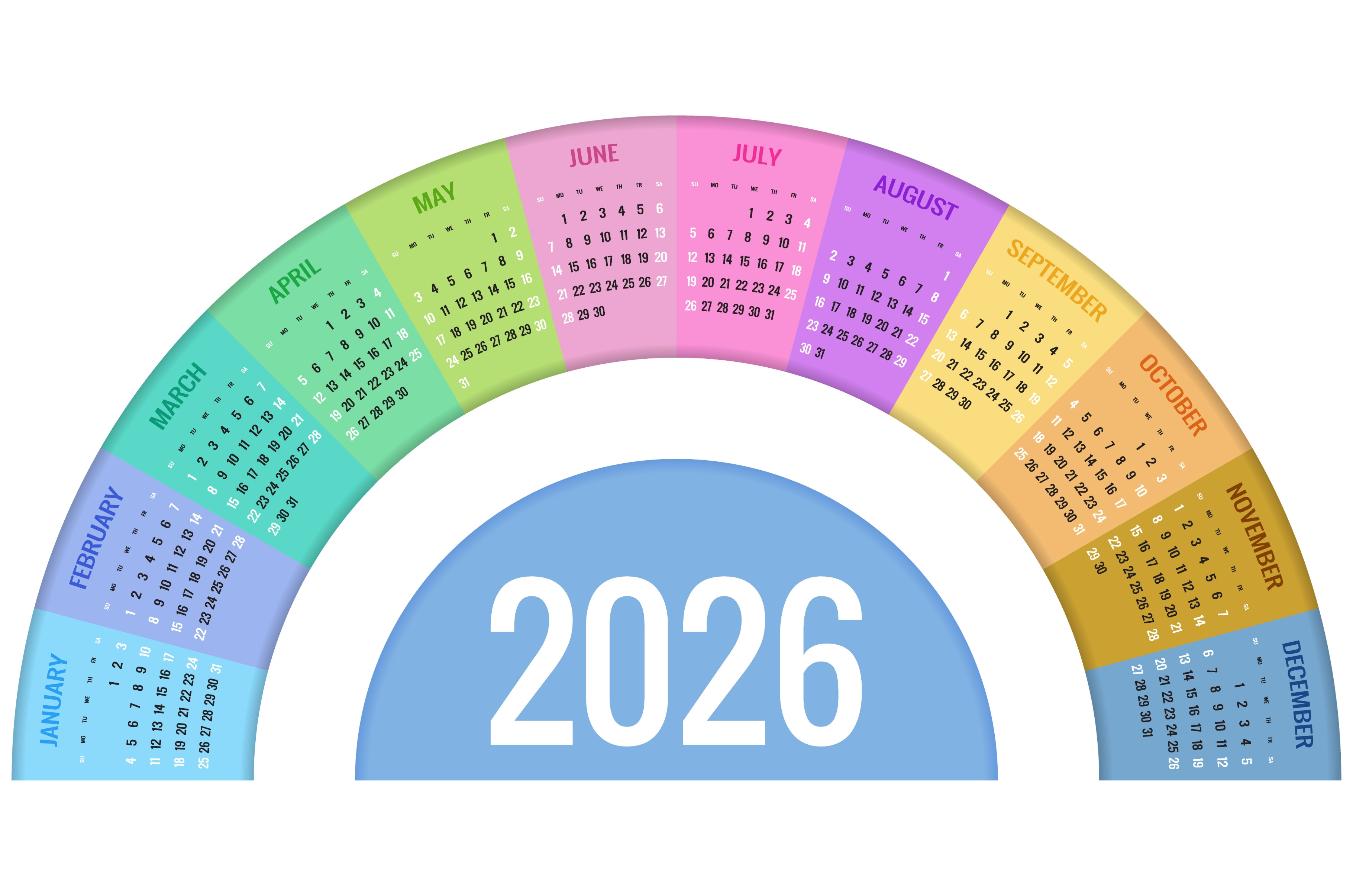 Circular Calendar planner for 2026, a Texture Illustration by Golden ...