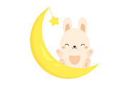 Cute moon bunny. Kawaii rabbit, an Animal Illustration by Bunny's ...