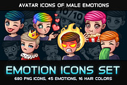 Cartoon Male Emotions Icons pack, an Icon by Saranai Store