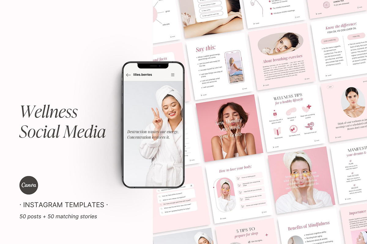Health & Wellness templates, a Social Media Template by LiliesandBerries
