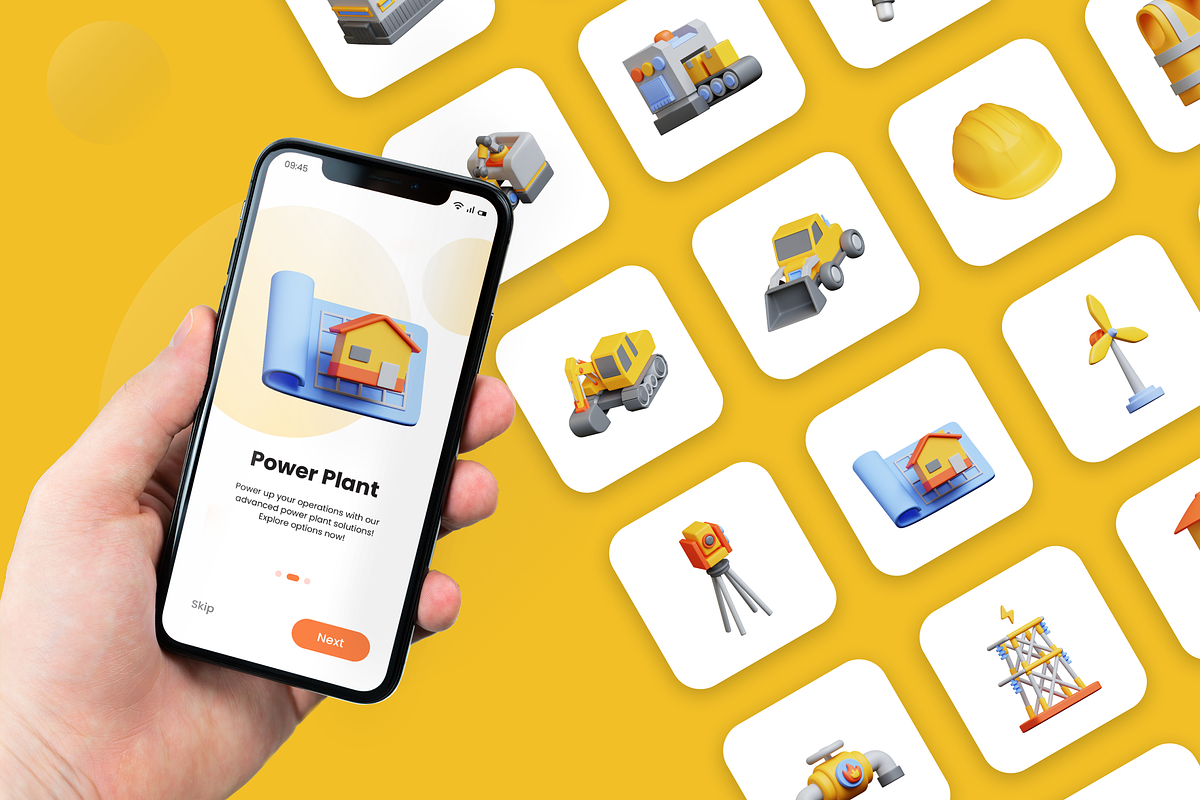 3D Animated Manufacturing Icon Set, a Scene 3D Model by Flat Icons