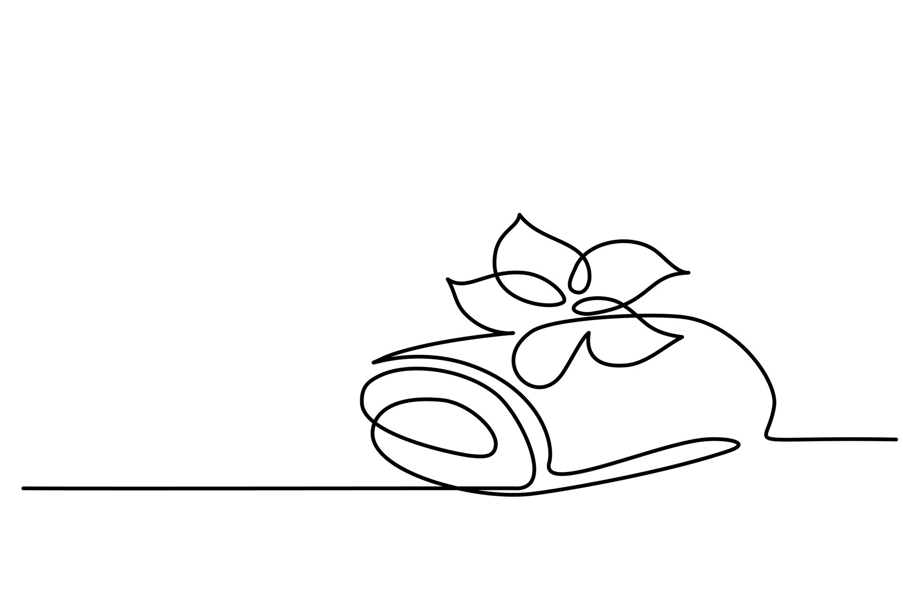 Flower on towel Spa. One line draw, an Illustration by Valenty