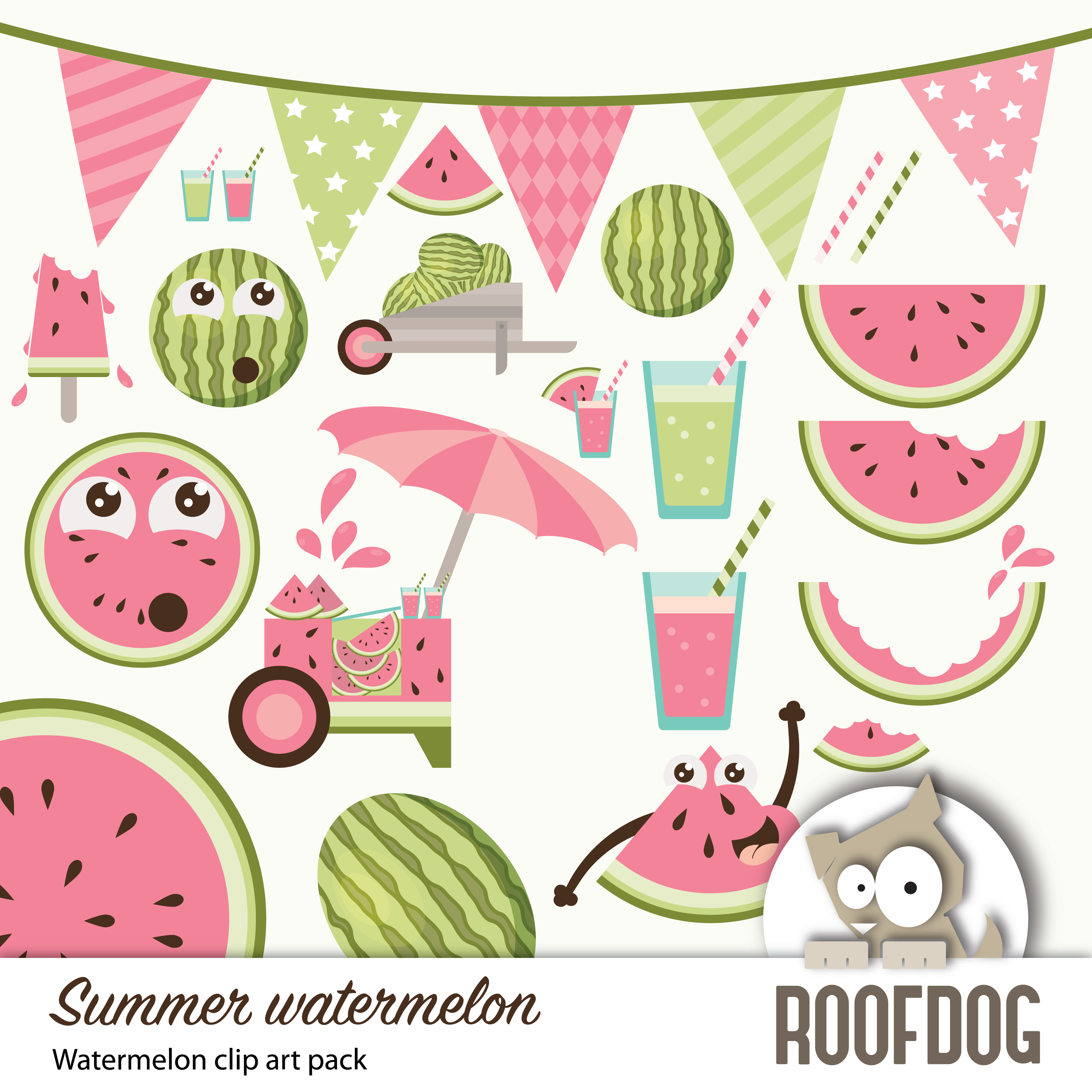 Summer Watermelon clipart, a Food Illustration by Roofdog Design