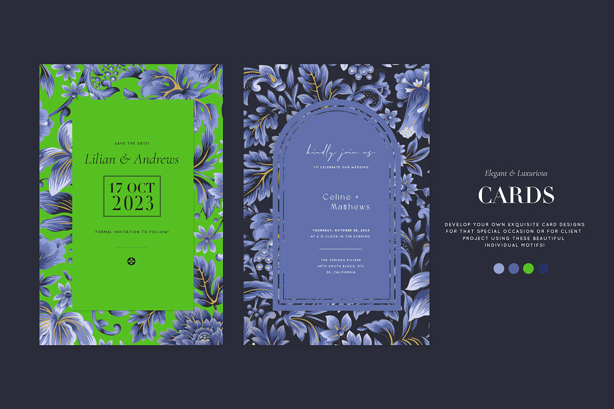 Detailed vintage floral pattern design