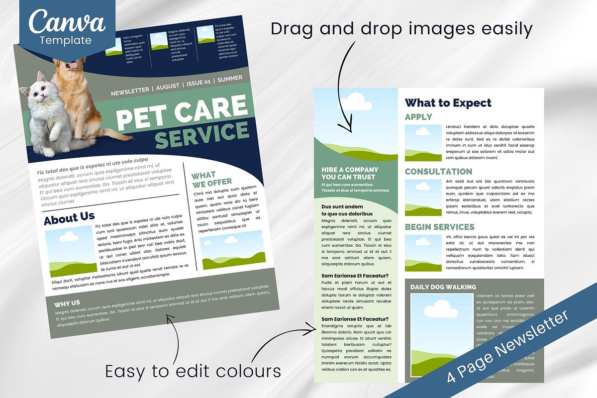 Canva newsletter template for pet care