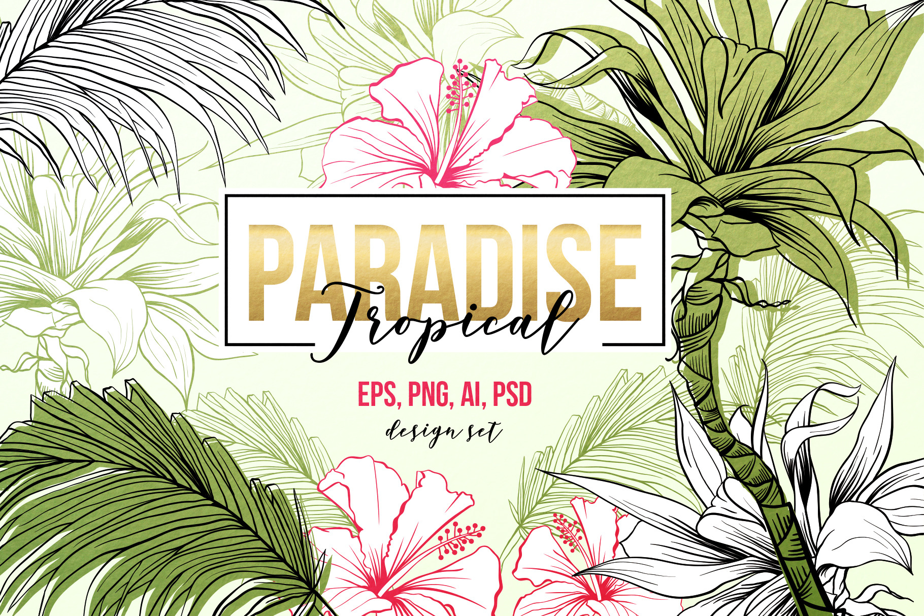 Tropical Paradise - design set, a Decorative Illustration by ilonitta