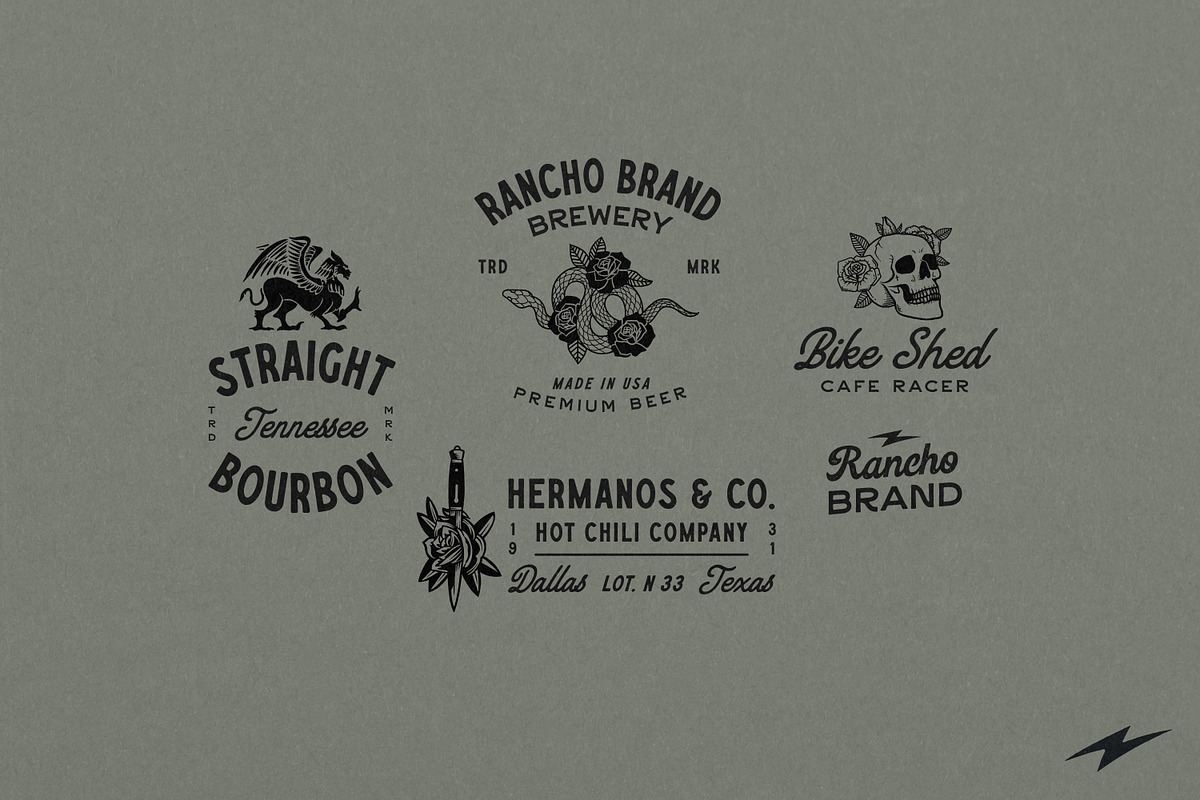 20 Retro Apparel Logos + Extra, an Education Illustration by Davide Bassu