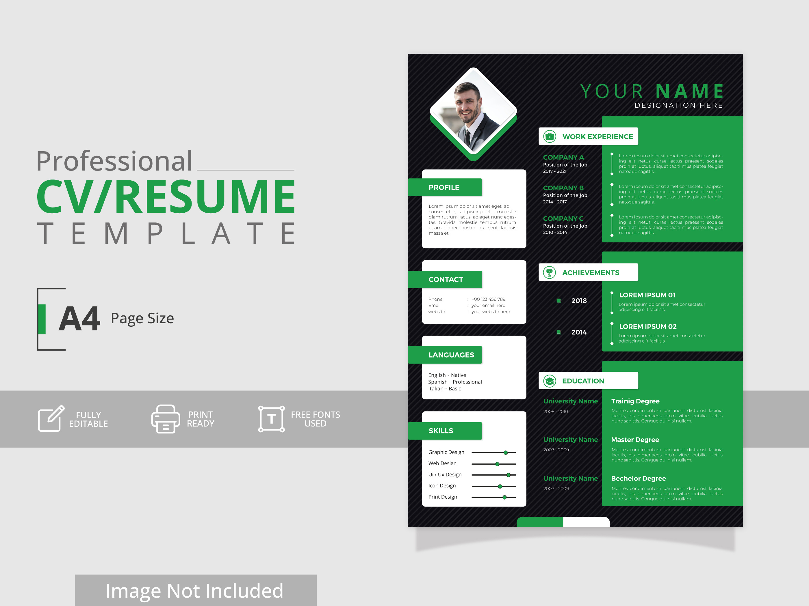 Editable Print Ready CV or Resume, a Resume Template by faysalrean