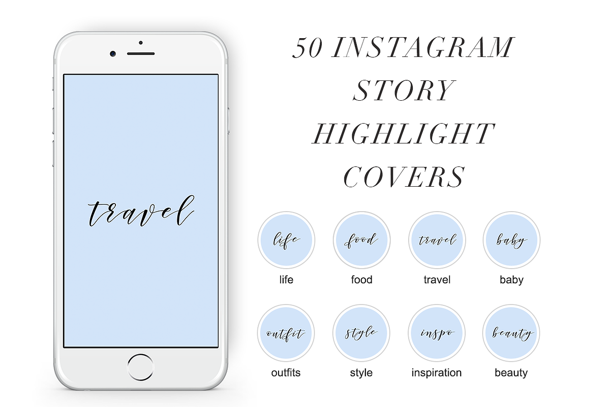 50 Instagram Story Highlight Covers, a Social Media Template by Blog&Glow