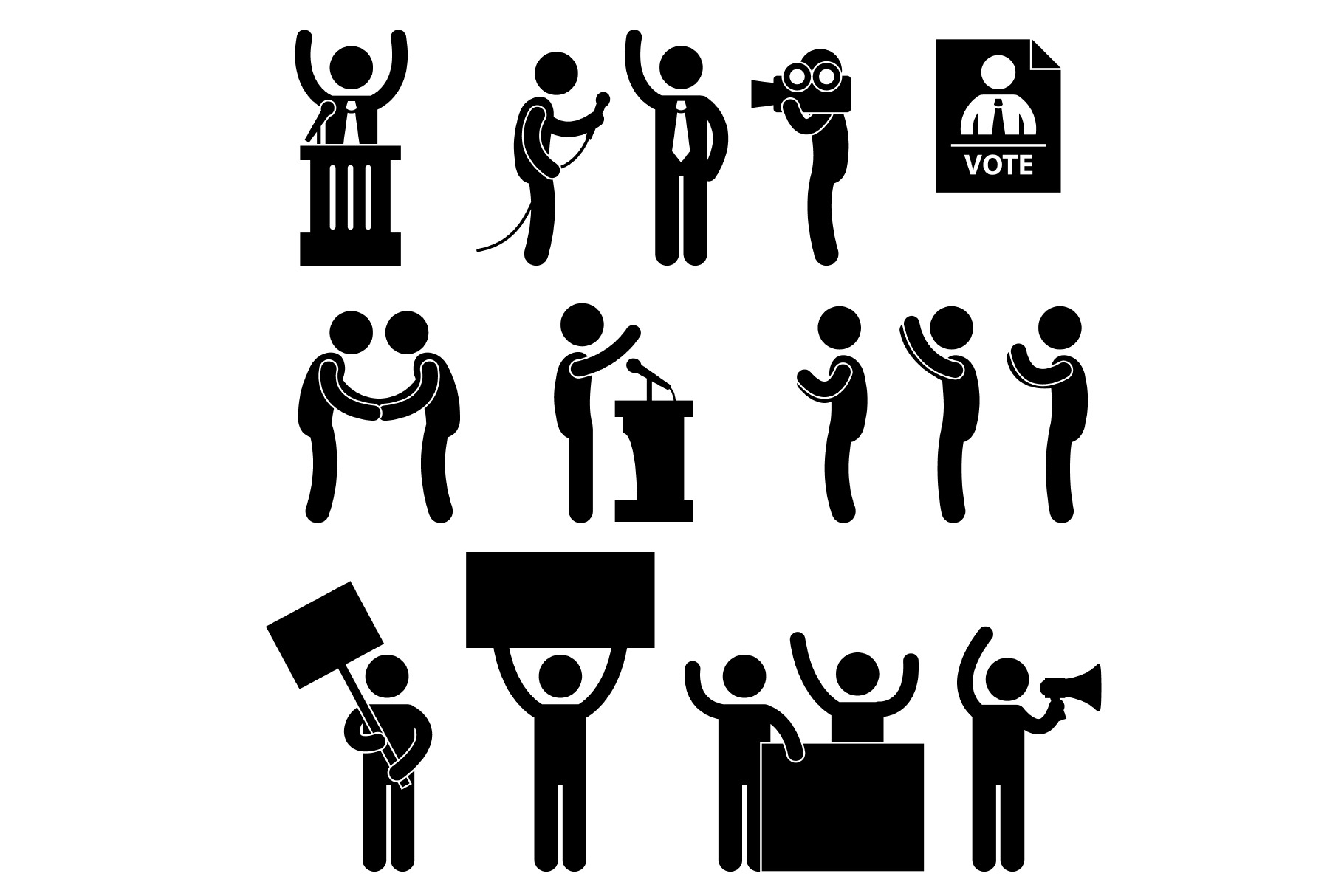 Politician Reporter Election Vote, an Icon by Leremy Stick Figures
