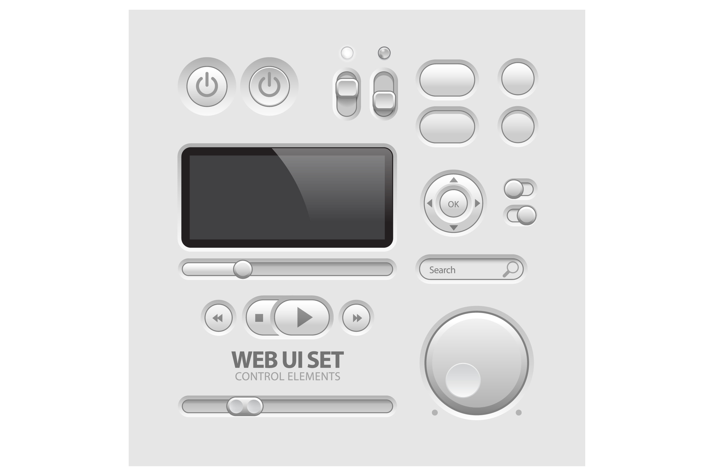 Light Web UI Elements Design Gray | Templates & Themes ~ Creative Market