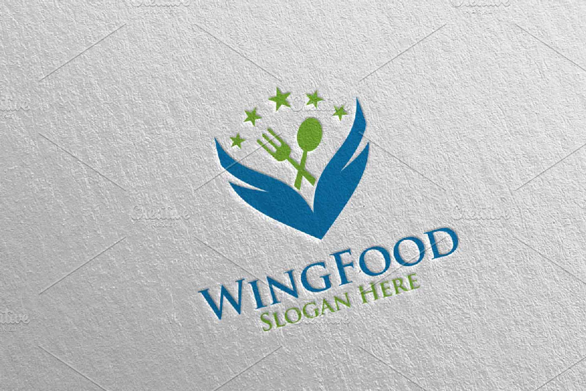 Wing Food Logo Restaurant or Cafe 69, a Branding & Logo Template by ...