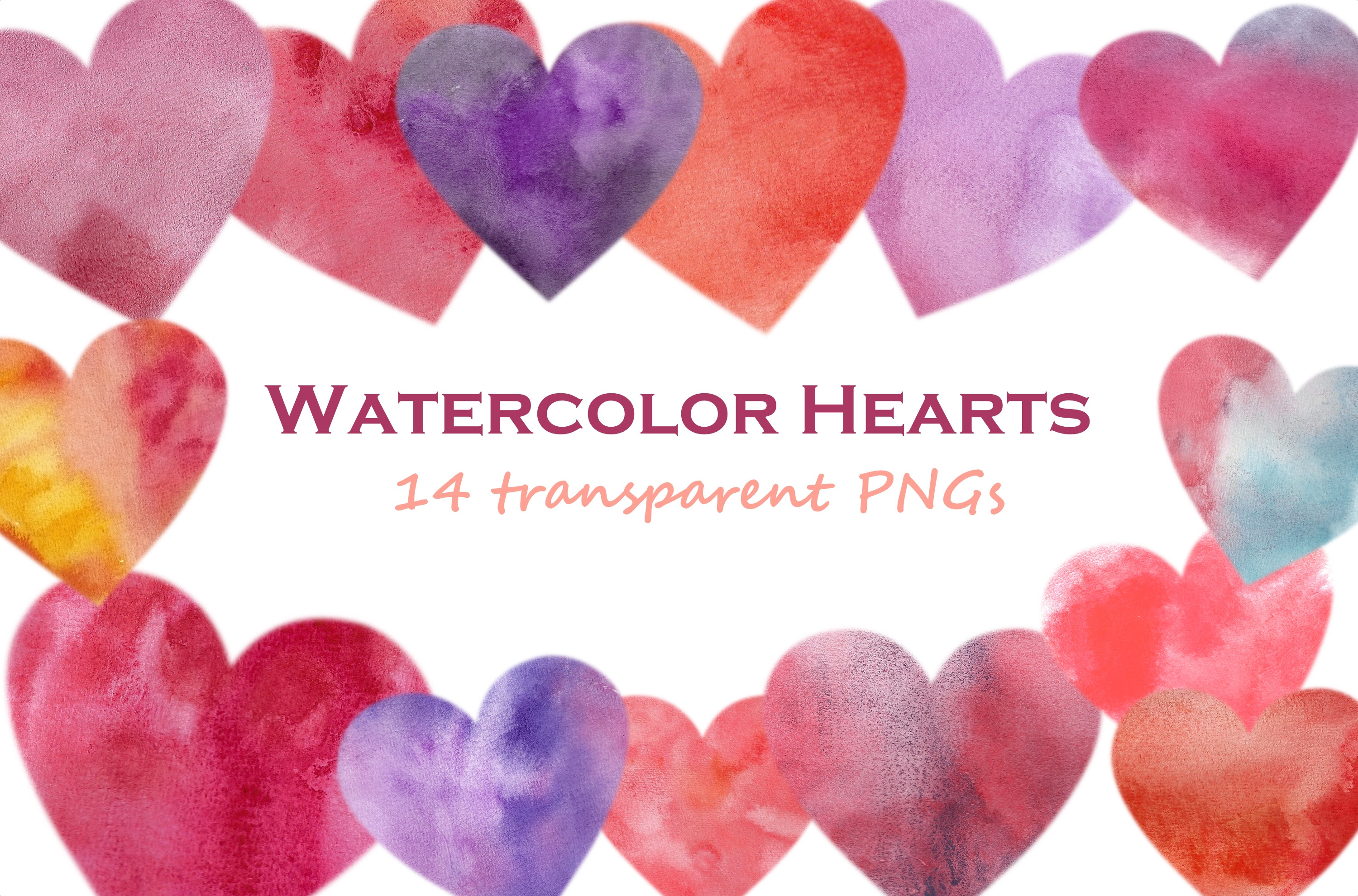 Watercolor hearts, an Object Graphic by Paper Farms