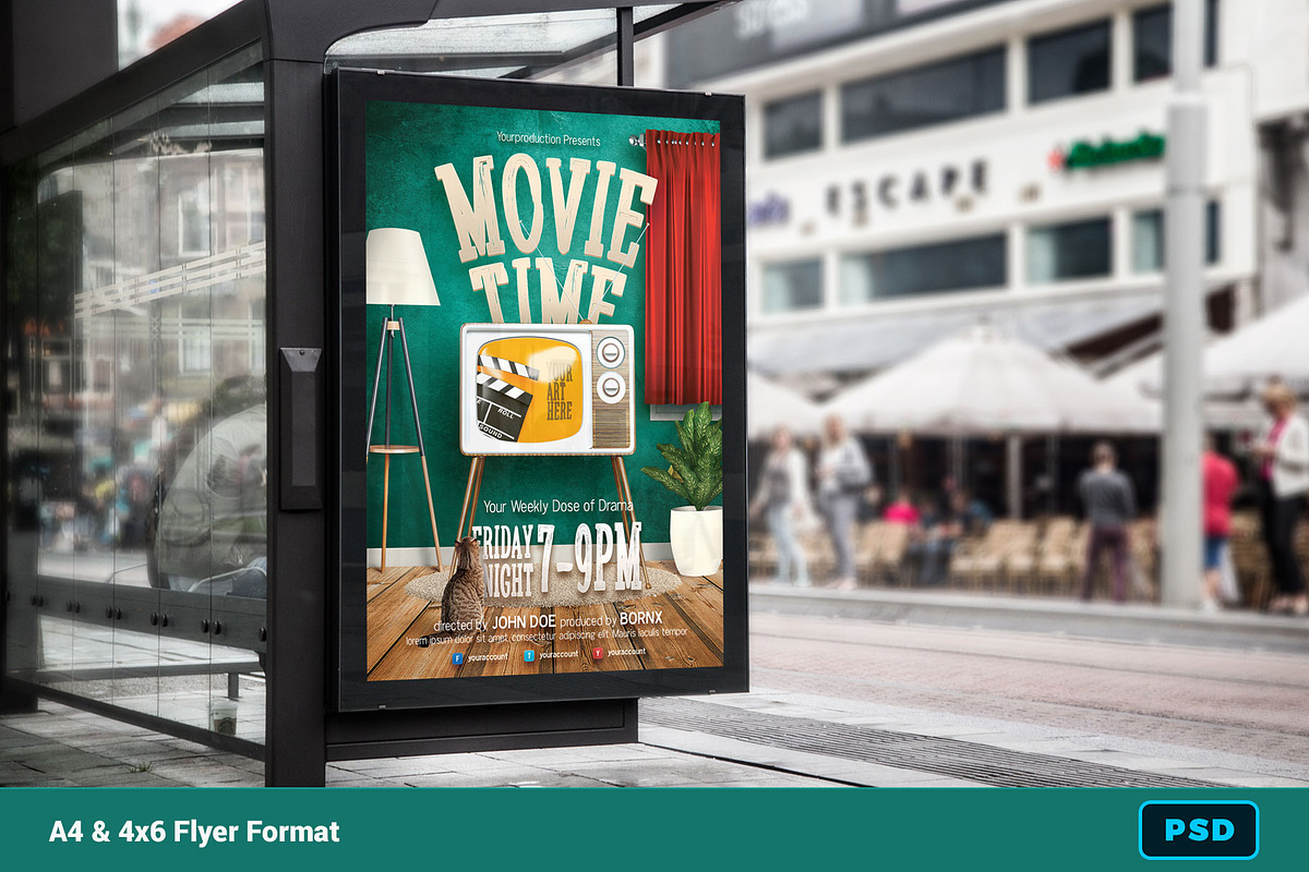 Movie Time Flyer Template, a Flyer Template by Bornx Design