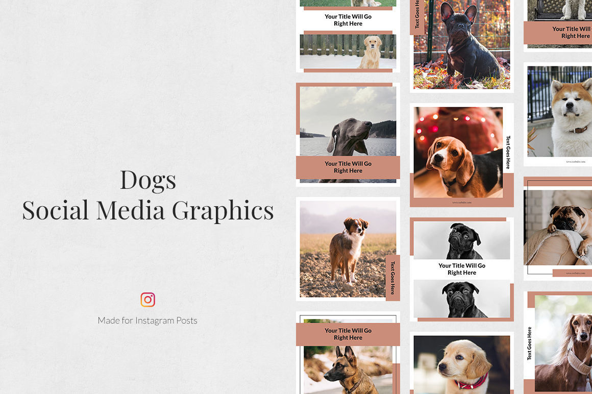 Dogs Instagram Posts, a Social Media Template by Social Corner Graphics