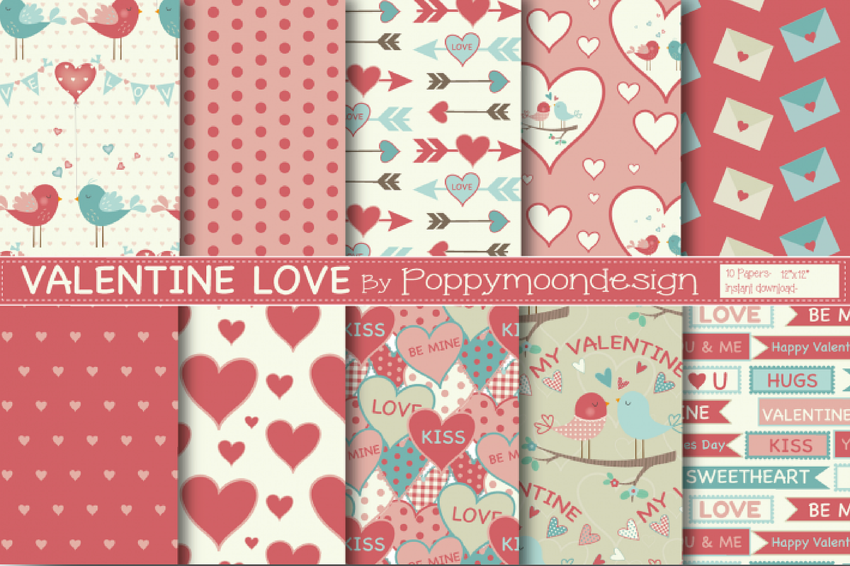 LOVE /Valentine bundle, an Illustration by Poppymoondesign