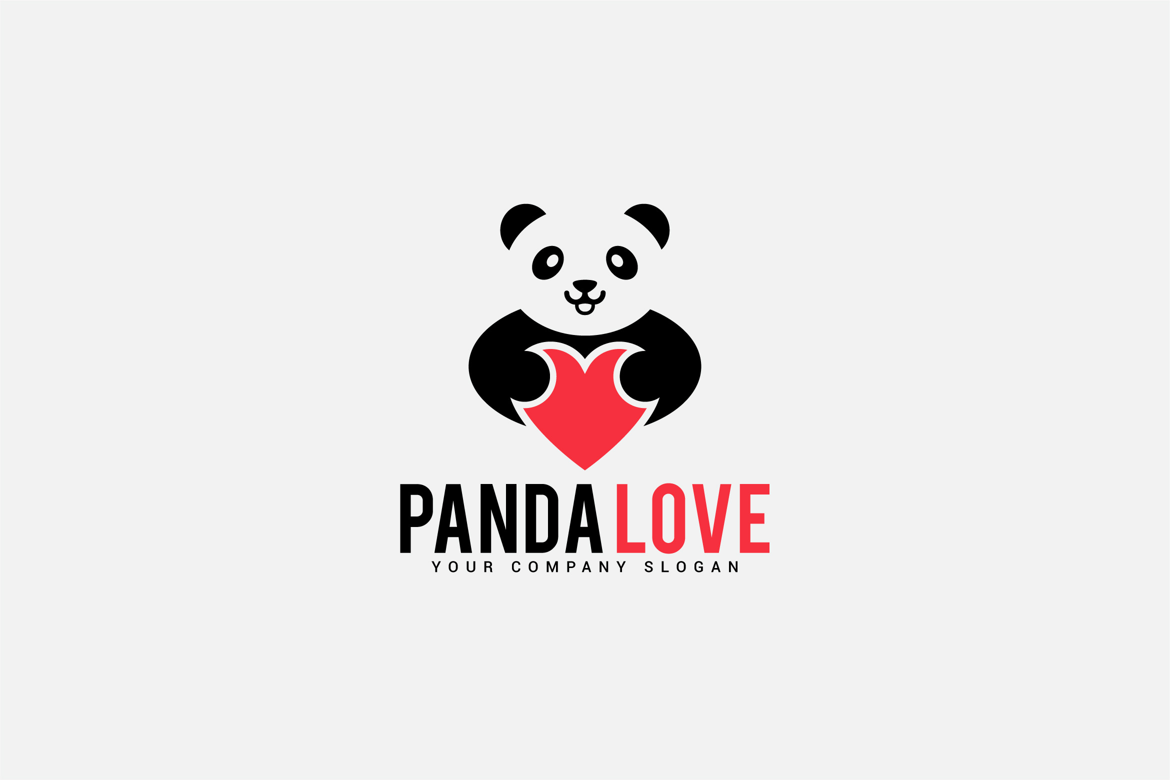 Panda Love Logo, a Branding & Logo Template by shazi