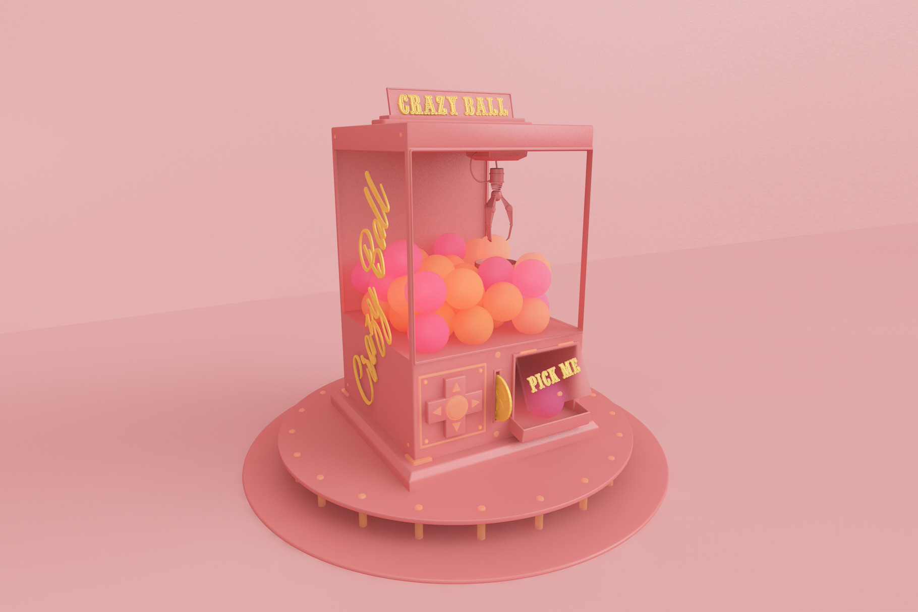 Game Machine 3D - Pink Claw Machine, a Brushes & More by phamtthuydiem