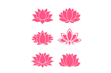 Pink lotus icons, flowers, blossoms, a Decorative Illustration by ...