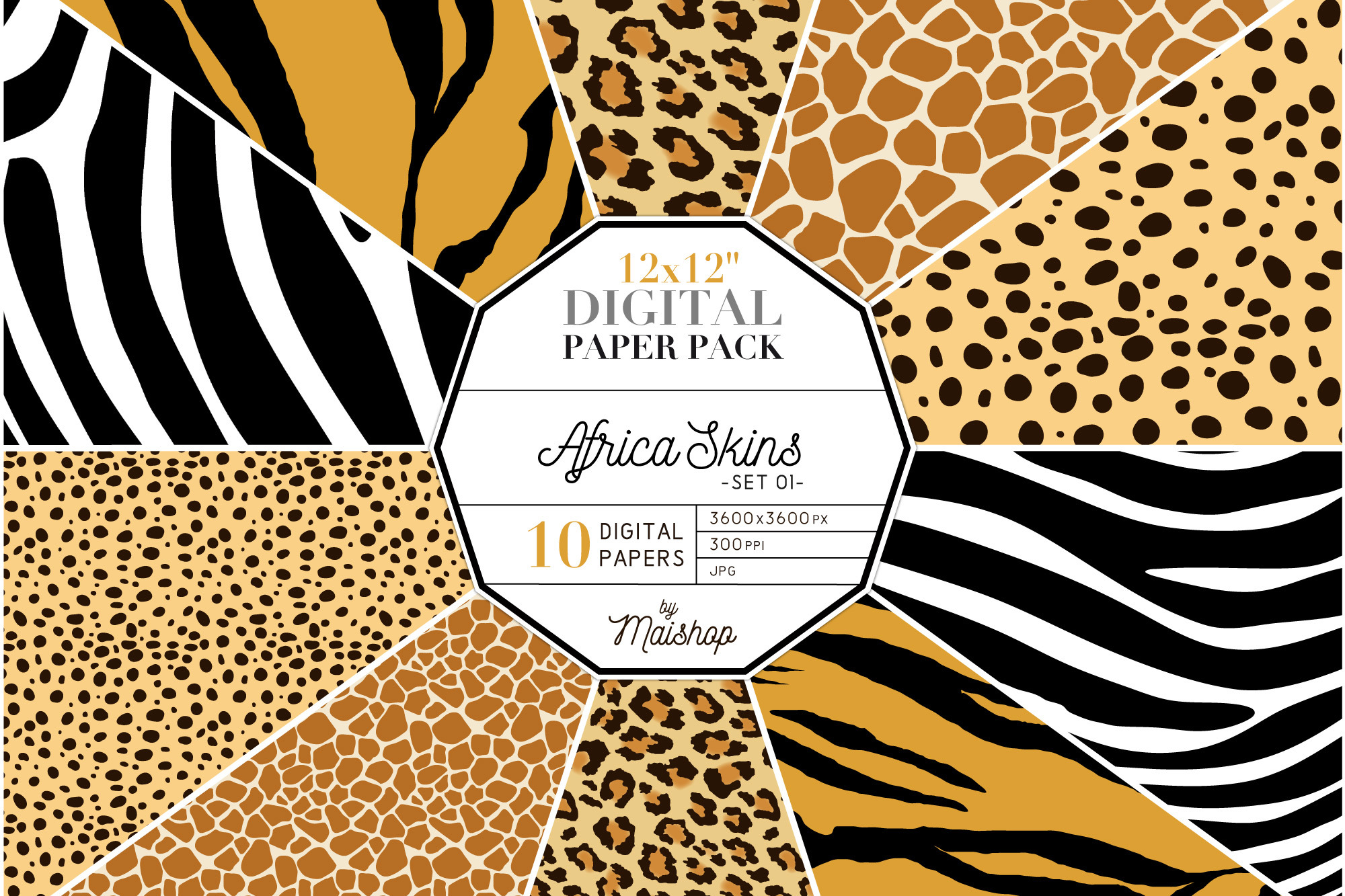 Digital Papers - Africa Skins Set 01, a Pattern Graphic by Maishop