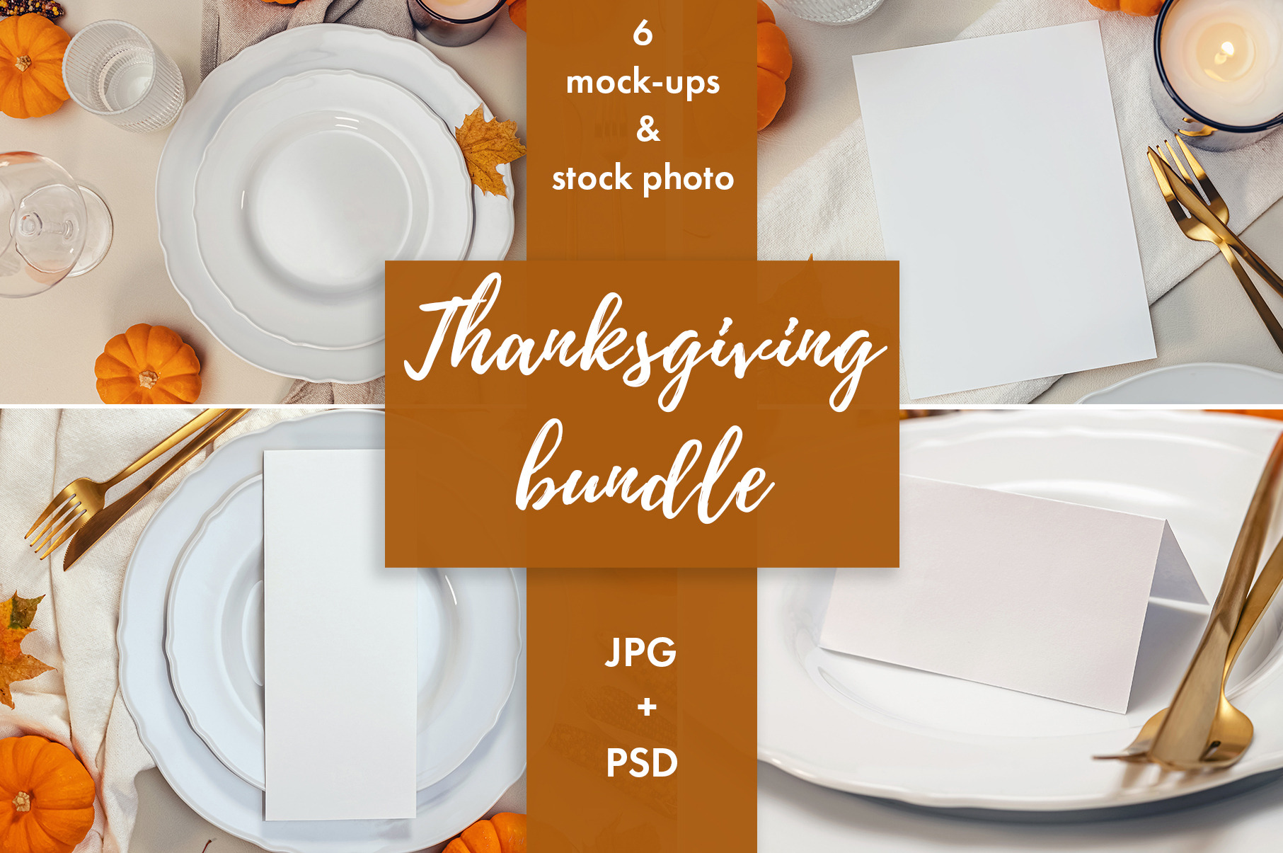 Thanksgiving dinner mock-up bundle, a Print Template by Imageblend