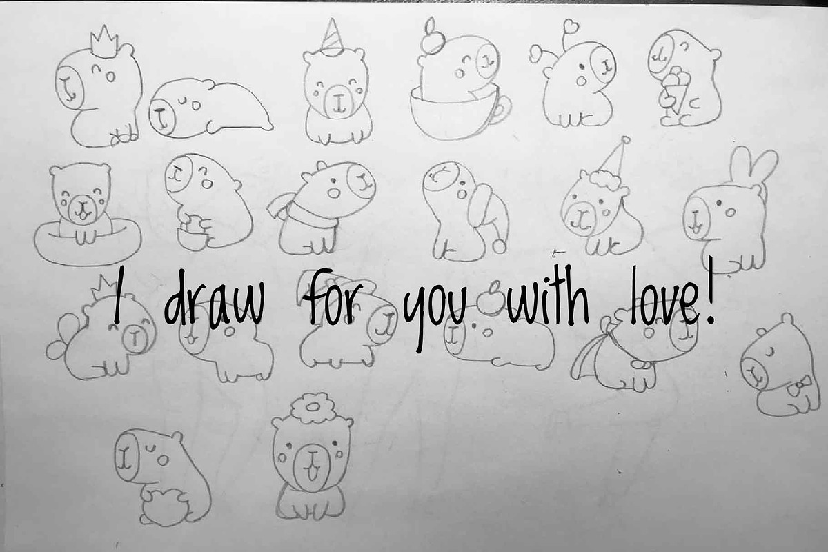 Cute kawaii capybara, an Animal Illustration by Palau | Creative Market