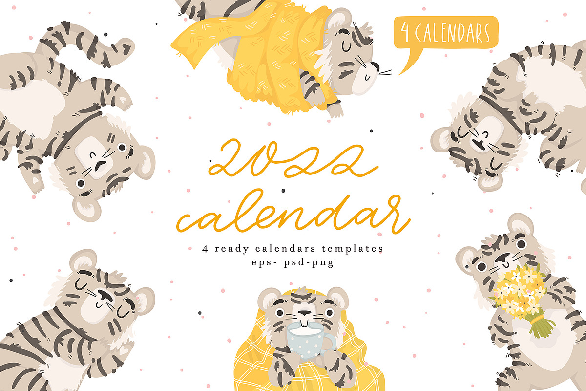 2022 tiger calendar - 4 templates