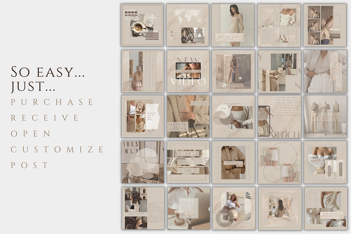 Boho Instagram Canva Template Bundle