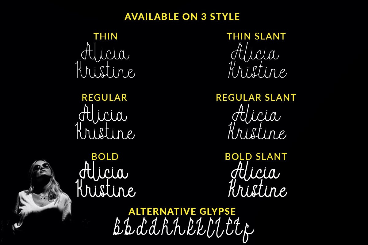 Alica Kristine | Monoline, a Script Font by BringTypeStudio