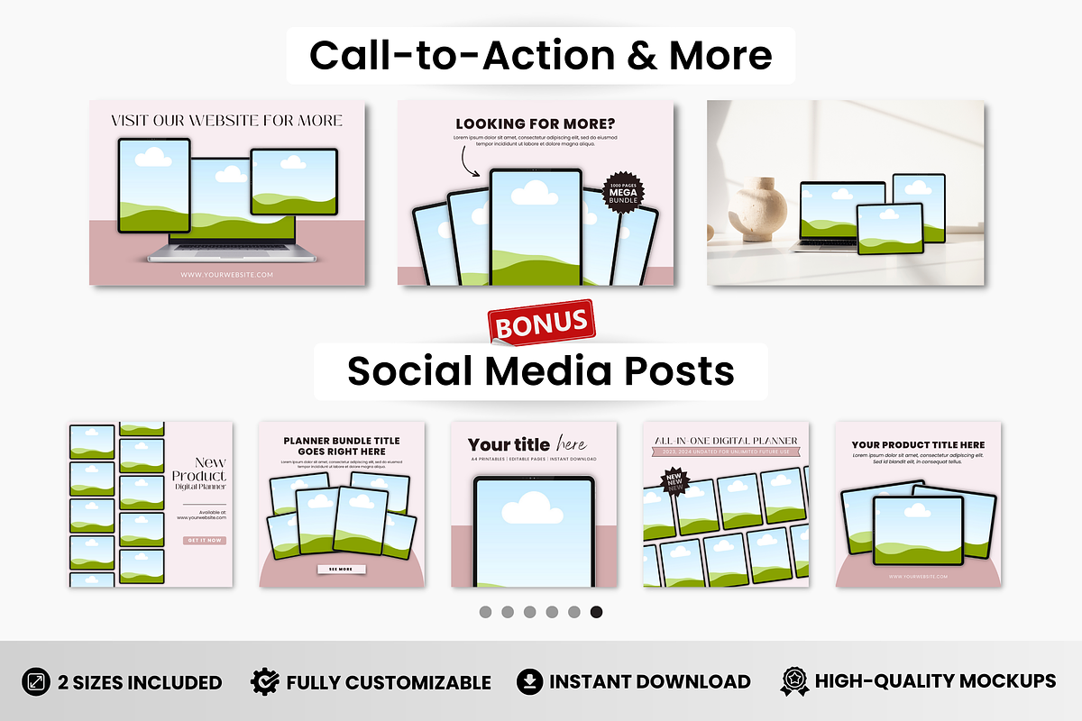 Tablet Canva Mockup Templates Bundle